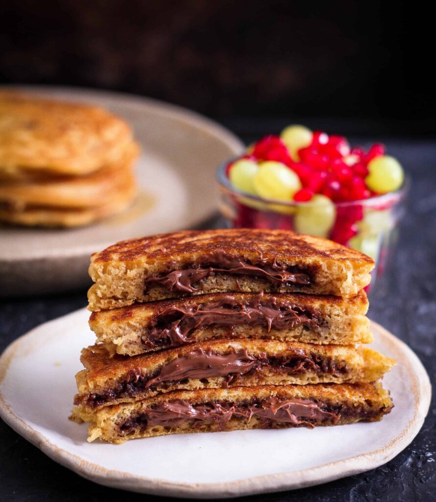 Chocolate Stuffed Pancakes breakfast easy wholegrain recipe